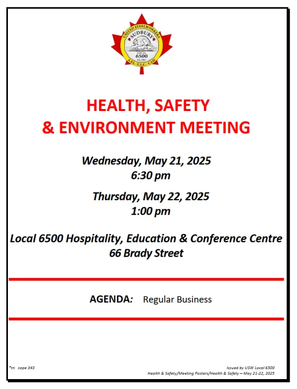 May 2025 Health & Safety Meeting | USW Local 6500