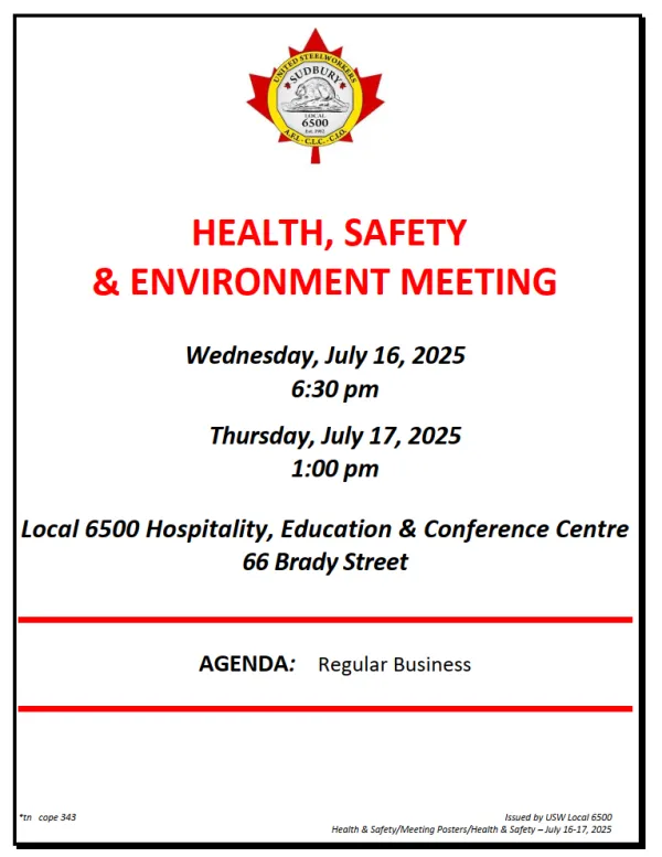 July 2025 Health & Safety Meeting | USW Local 6500
