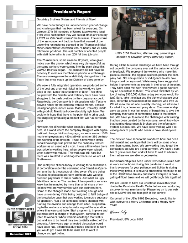 December 2020 Gauntlet | USW Local 6166